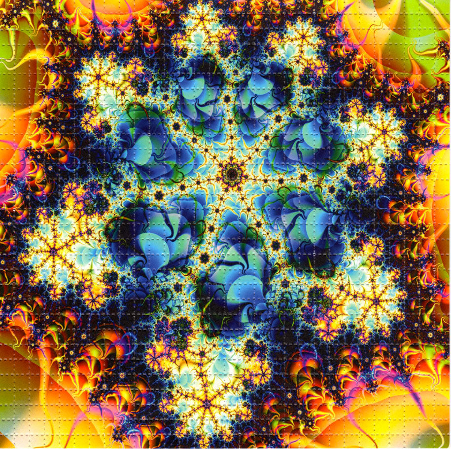 Blue Star Fractal BLOTTER ART acid free perforated lsd paper – Kesey Art