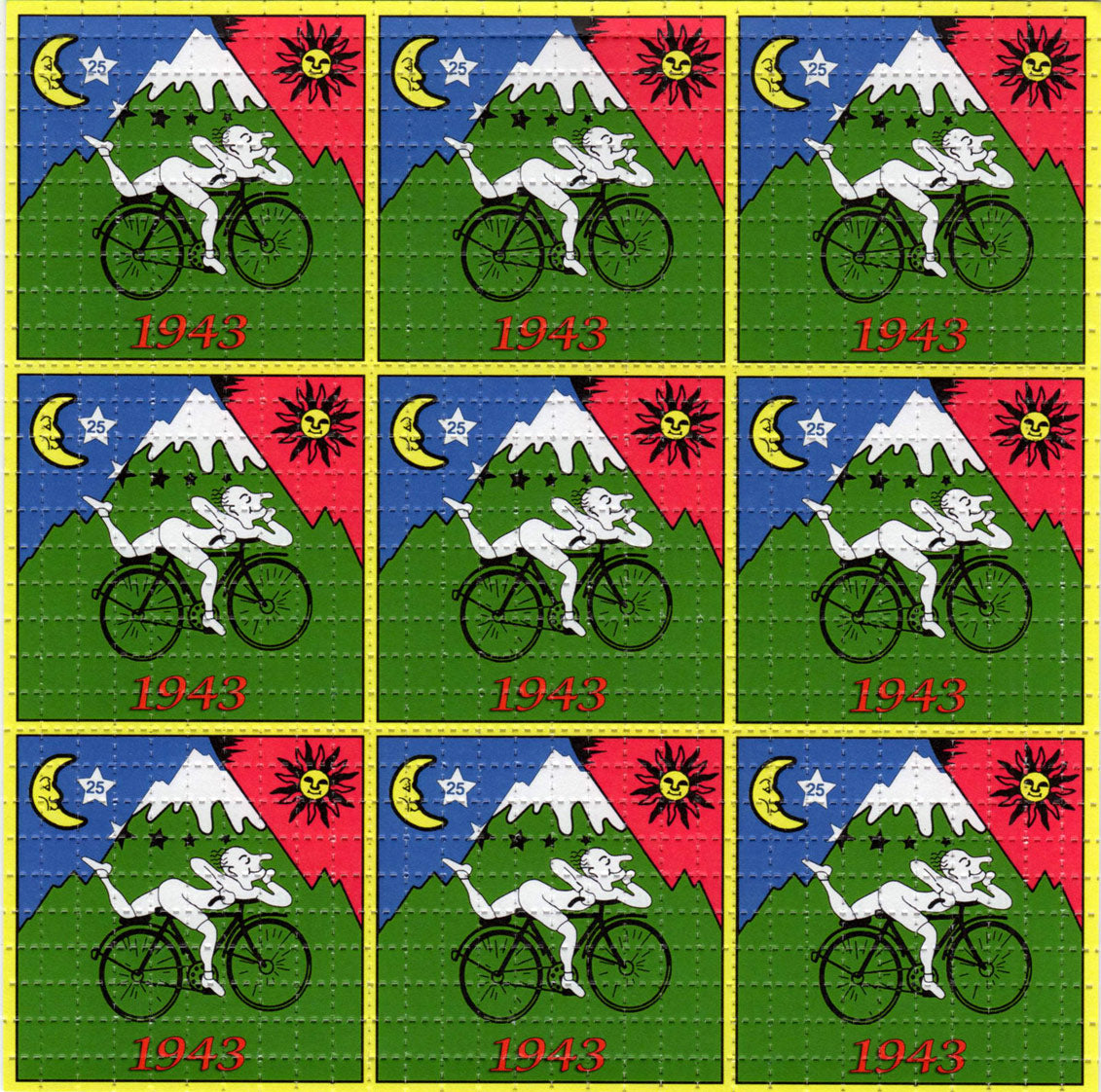 Bicycle Day X9 classic BLOTTER ART acid free perforated lsd paper ...